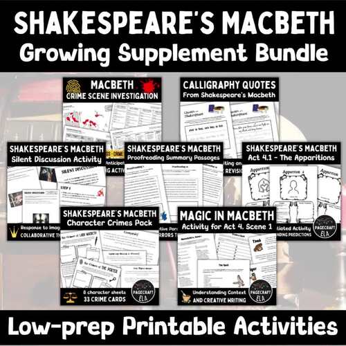 Macbeth Activity Bundle | Pre-Reading, Comprehension, Creative Tasks ...