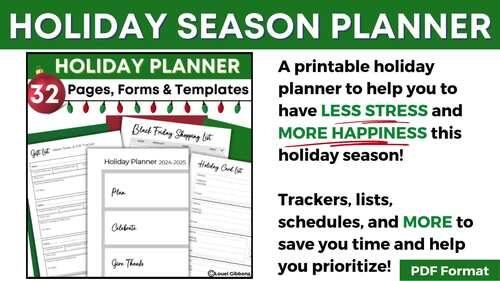 Thanksgiving Christmas Holiday Planner, Seasonal Planning Forms Lists ...