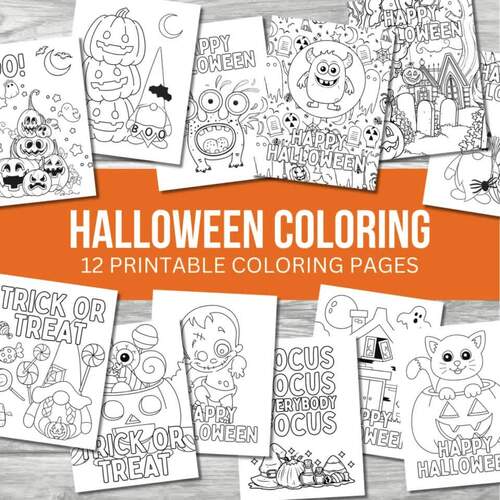 Halloween Coloring Pages Bundle, Printable PDF by Just For Me Prints