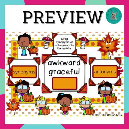 Fall Fun Synonyms and Antonyms Boom Cards™ by The British Kitty | TPT