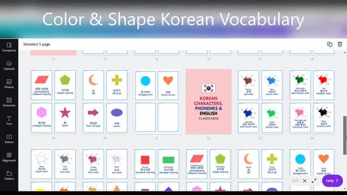 KOREAN COLORS FLASH CARDS | Colors Korean Flashcards Colours Shapes