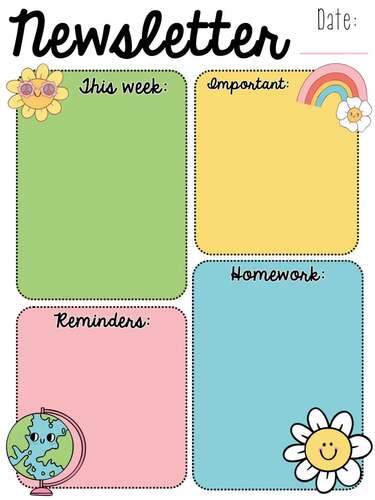 Editable Bright Retro Newletters by TeachingWithMsEaster | TPT