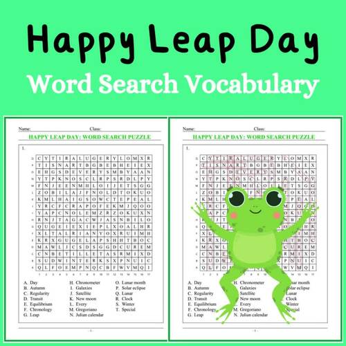 HAPPY LEAP YEAR ACTIVITY Fun Vocabulary Word Search Puzzle Fun Leap Day