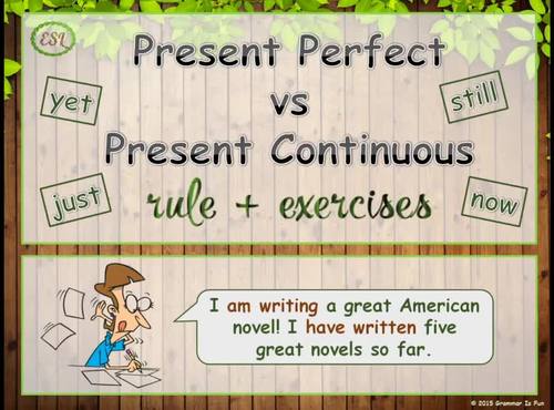 ESL Present Continuous vs Present Perfect - PowerPoint rule + exercises