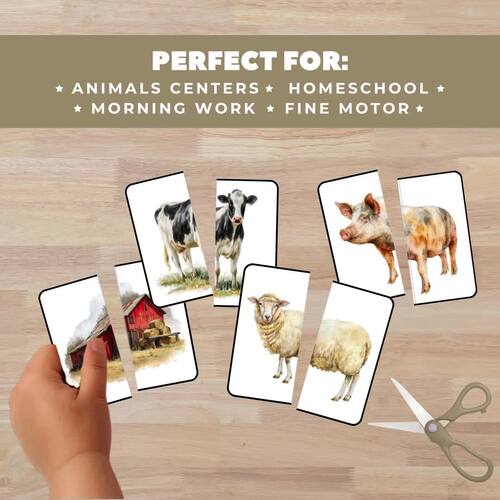 Farm Barnyard Animals Matching Game Cards, Montessori, Homeschool ...