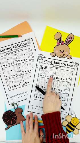 Spring Addition Subtraction within 20 Worksheets Pre-K Kindergarten 1st ...