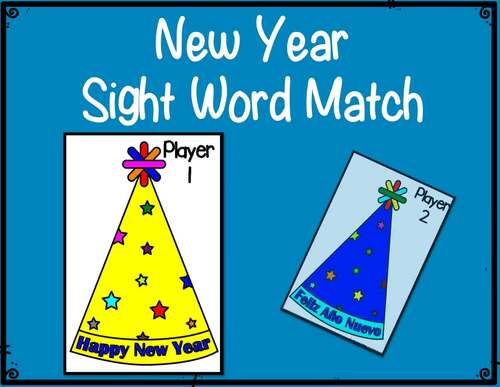 New Year Sight Word Match Game by The Teaching Scene by Maureen | TPT