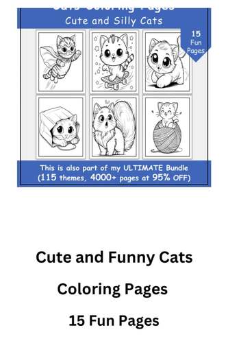 Funny Cats Coloring Pages for Preschool & Kindergarten Learning by InkyJoy