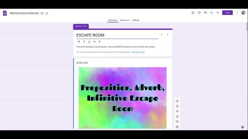 DIGITAL and REAL LOCK Escape Room Preposition, Adverb, Infinitive grammar