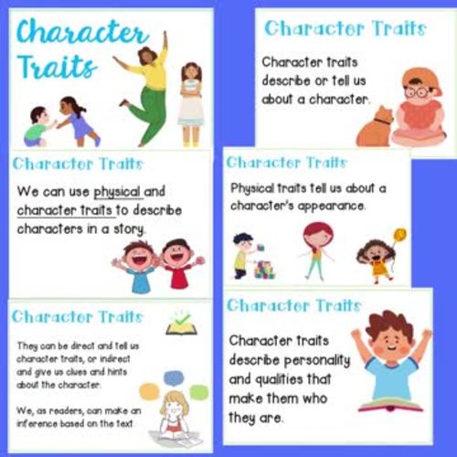 Character Traits Bundle-PowerPoint, Graphic Organizers & Task Cards