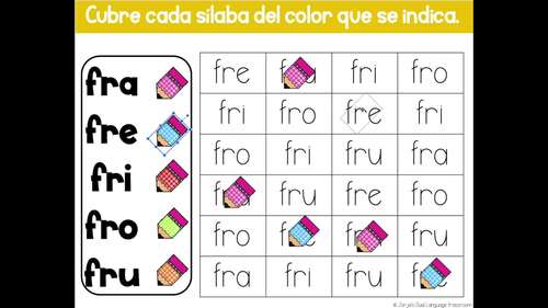 Sílabas trabadas FR DIGITAL by Jorja's Dual Language Classroom | TPT
