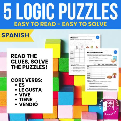 5 Logic Puzzles for Novice Spanish | TPT