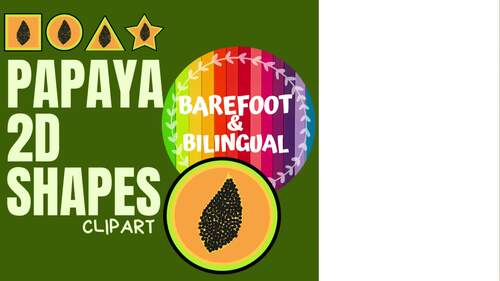 Papaya Clipart 2D Shapes by Barefoot and Bilingual Clipart and More