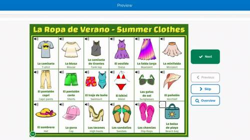 Boom Cards - La Ropa de Verano - Vocabulary Identification Activity by ...