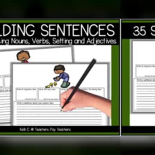 Building Sentence Worksheets 1st Grade Grammar Noun Verb Setting Adjective