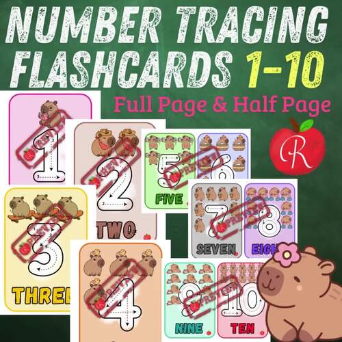 Number Tracing & Counting 1–10 Flashcards | Capybara | PreK–2 Classroom ...