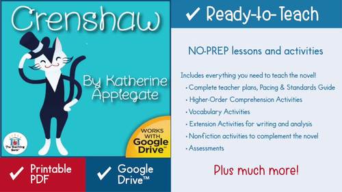 Crenshaw Novel Study Book Unit by The Teaching Bank | TPT