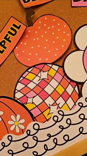 Groovy Fall Bright Bulletin Board Kit Door Kit for Autumn Colorful Design