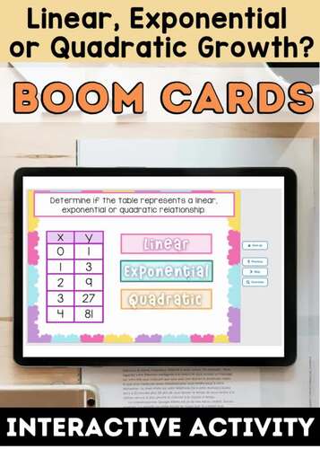 Linear vs. Exponential vs. Quadratic Growth in Tables | Boom Cards