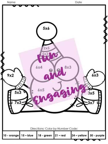 Color by Number Addition Subtraction Multiplication Spring Math ...