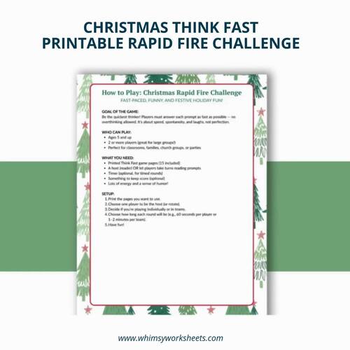 Christmas Rapid Fire Challenge Game | Printable Holiday Think Fast ...