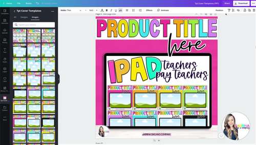 iPad Tpt Product Cover Template | Editable, Rainbow Edition by Socially ...