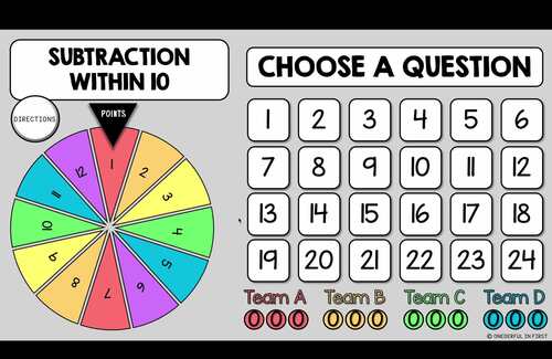 Subtraction Within 10 - PowerPoint Game by ONEderful In First | TPT