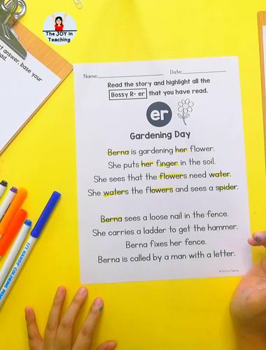 R-Controlled Vowel Reading Comprehension Passage by The Joy in Teaching