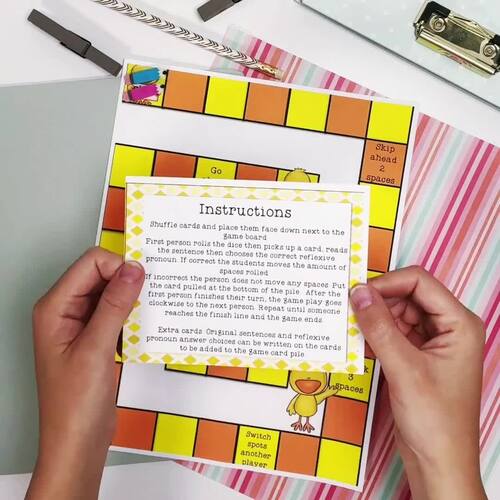 Reflexive Pronouns Game Formative Assessment 4th by Wanderful Learner