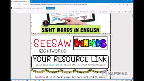 DIGITAL ACTIVITIES: KINDERGARTEN SIGHT WORDS IN ENGLISH by Fantastic ...