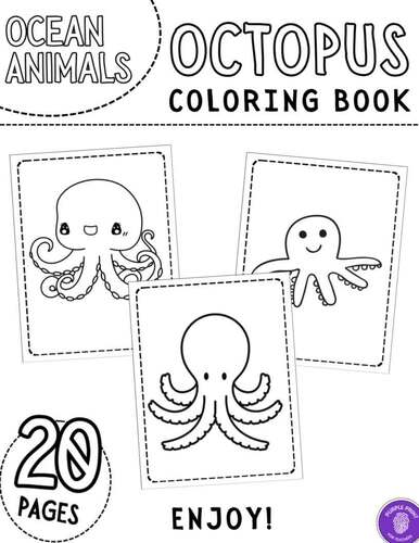 Ocean Animals Coloring Book Ocean Animal Unit OCTOPUS Coloring Worksheets