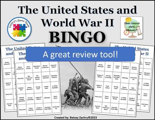 The United States and World War 2 BINGO Review Game Activity by Betsey ...