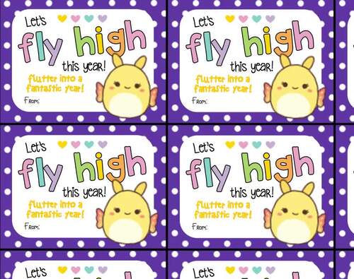 Cute Butterfly-Themed Beginning-of-Year Gift Tag- Let's fly high this year!