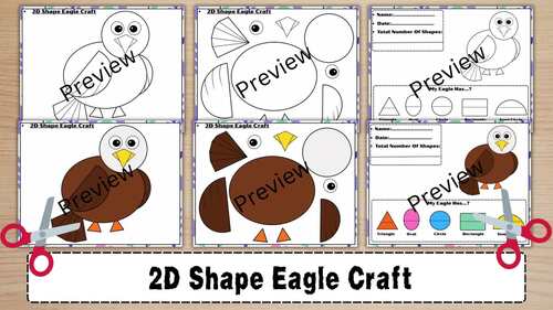 2D Shape Eagle Craft | Spring & Animals Math Activity | Geometry Cut & Past