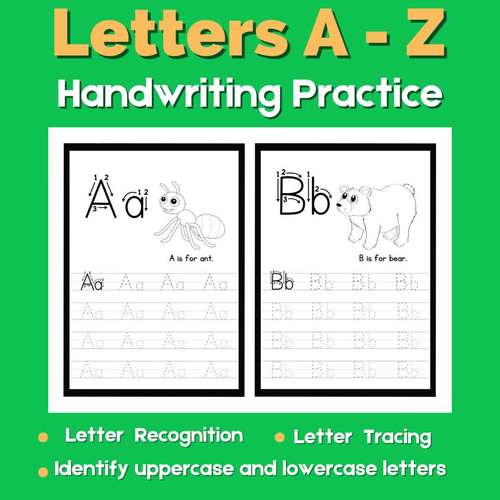 Letters A-Z Handwriting Practice - Trace and Write Letters of the Alphabet.