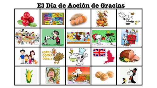 El Día de Acción de Gracias/Thanksgiving - Vocabulario y Actividades