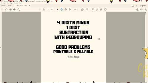 Four Digits Minus One Digit Subtraction With Regrouping Workbook 6000 ...