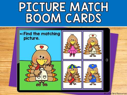 Thanksgiving Turkeys in Disguise Picture Matching Boom Cards | TPT