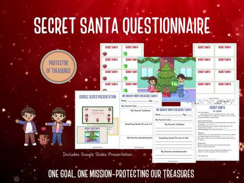 Secret Santa Questionnaire with Letter to Parents includes Google Slides