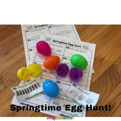1st and 2nd Grade Place Value within 1,000 Springtime Easter Egg Hunt