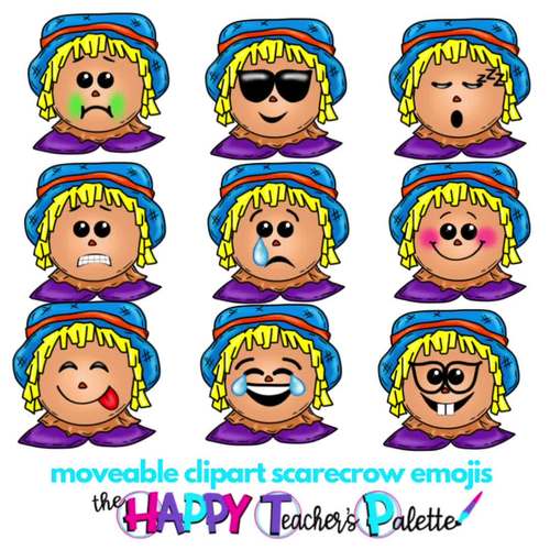 HTP Clip Art Scarecrow Emojis Moveable Pieces by The Happy Teacher's ...