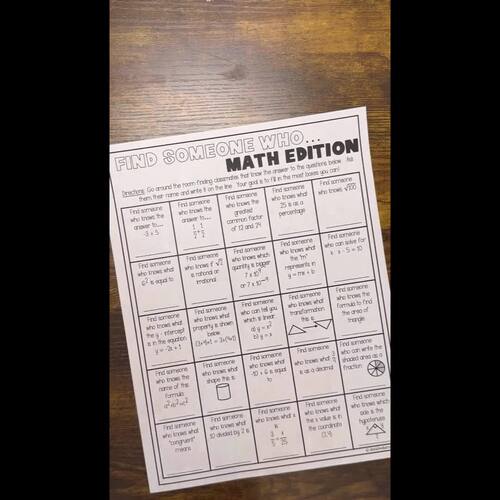 First Day of School Algebra 1 Initiatives | Back to School Mix and Mingle