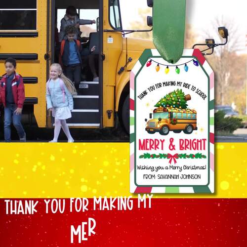 School Bus Driver Christmas Gift Tag Card, Busdriver Holiday Staff ...