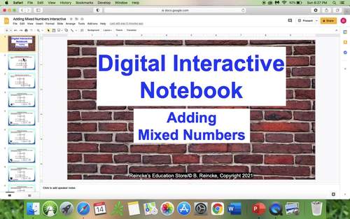 Adding Mixed Numbers Interactive (Google Slide for Distance Learning)