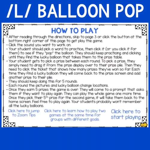 Balloon Pop Carnival L Articulation Boom Card Games for Speech Therapy ...