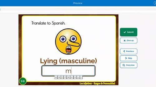 Boom Cards: Los Adjetivos - Rasgos de Personalidad - Spelling & Listening