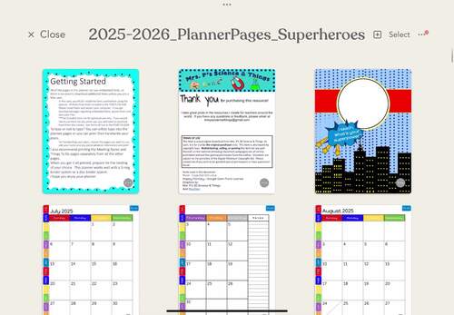 2025-2026 EDITABLE Super Hero Planner Pages by Mrs Ps 3D Science and Things