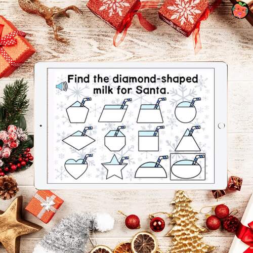 Find the Christmas Shapes | BOOM CARDS with audio | RHOMBUS and DIAMOND