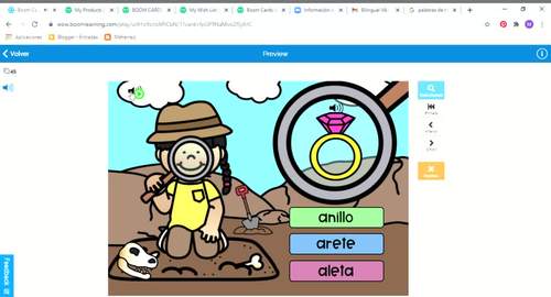 BOOM CARDS Leer palabras tres sílabas en español- Spanish Distance Learning