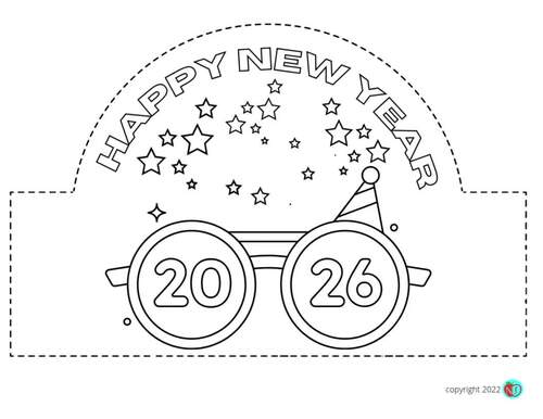 2026 Happy New Year HATS | COLOR CUT + PASTE CROWN ACTIVITY | MAKE NEW ...